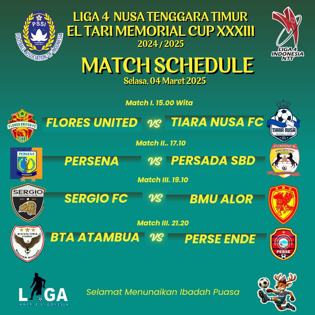 Jadwal Petandingan ETMC XXXIII Selasa, 4 Maret 2025 - EXPO NTT