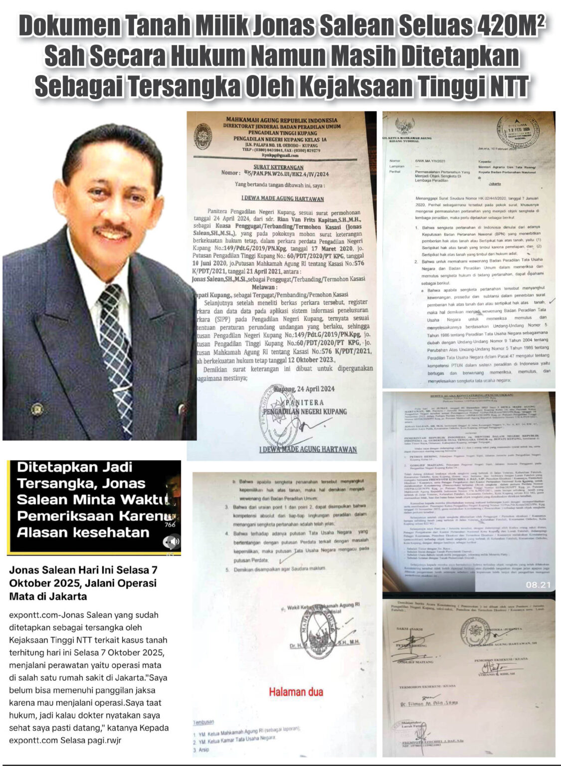 Jonas Salean Hari Ini Selasa 7 Oktober 2025, Jalani Operasi Mata di ...